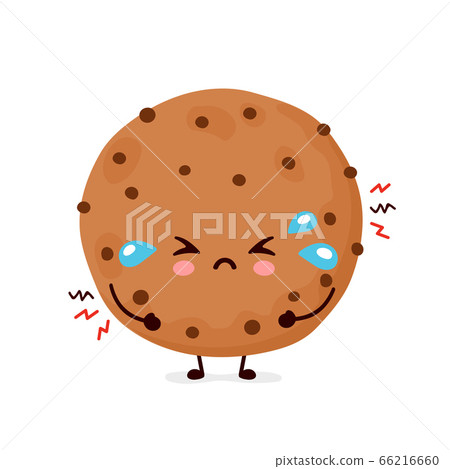Cute sad funny chocolate cookie - Stock Illustration [66216660] - PIXTA
