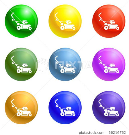 Rotary grass cutter icons set vector - Stock Illustration [66216762 ...