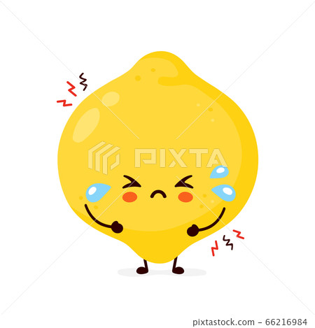 Cute sad funny lemon fruit. Vector - Stock Illustration [66216984] - PIXTA