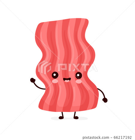Cute happy funny bacon. Vector cartoon character - Stock Illustration ...