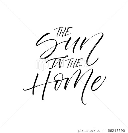 The sun in home card. Modern brush calligraphy. - Stock Illustration ...