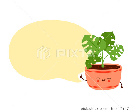 Cute happy funny monstera plant - Stock Illustration [66217597] - PIXTA