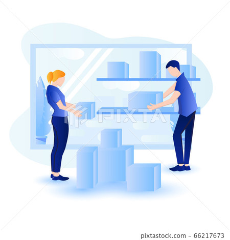 Check the goods in stock before sending it to a... - Stock Illustration ...