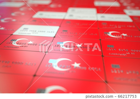 National flag of Turkey on bank cards. Banking... - Stock Illustration ...