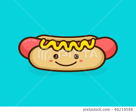 Cute happy smiling tasty hot dog - Stock Illustration [66219588] - PIXTA