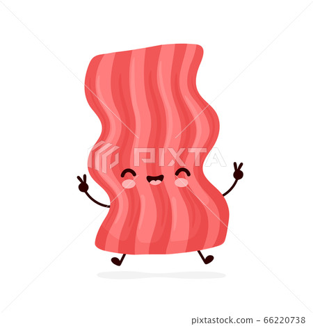 Cute happy funny bacon. Vector - Stock Illustration [66220738] - PIXTA