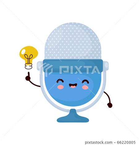 Cute happy funny studio podcast microphone - Stock Illustration ...