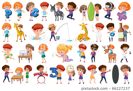 Large set of children doing different activities - Stock Illustration ...