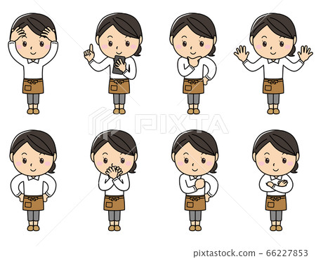 Girl 01_06 (smiley shop assistant-style pose... - Stock Illustration ...