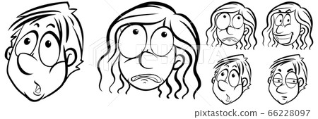 Human faces with different facial expressions - Stock Illustration ...