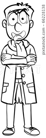 Doodle drawing of man standing on white background - Stock Illustration ...