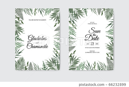 Botanical wedding invitation card template... - Stock Illustration ...