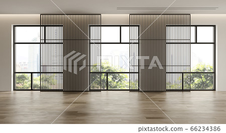 Interior of empty modern living room 3D rendering - Stock Illustration ...