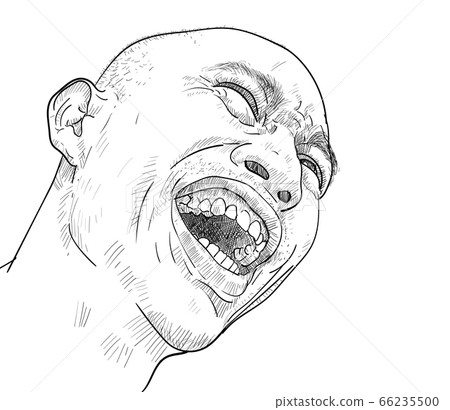 Drawing funny portrait of a man, laughing,... - Stock Illustration ...