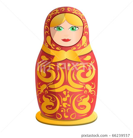 Toy nesting doll icon, cartoon style - Stock Illustration [66239557 ...