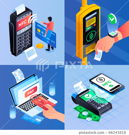 Nfc technology banner set, isometric style - Stock Illustration [66243818] - PIXTA