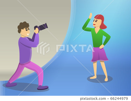 Man take photo session woman concept banner,... - Stock Illustration ...