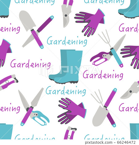 Vector seamless pattern Gardening tools Equipment - Stock Illustration ...