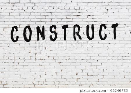 Word construct painted on white brick wall - Stock Illustration ...
