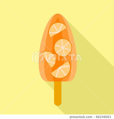 Orange popsicle icon, flat style - Stock Illustration [66248001] - PIXTA