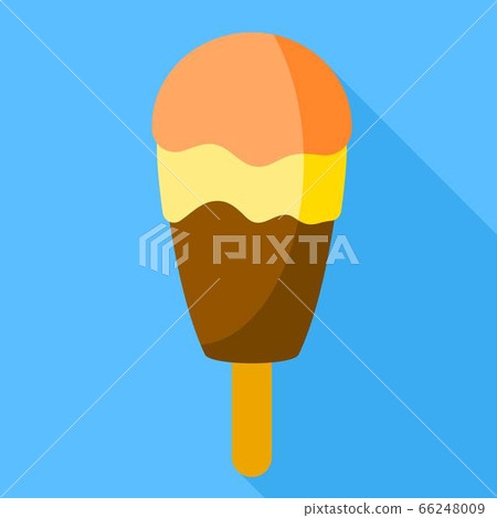 Orange chocolate popsicle icon, flat style - Stock Illustration ...