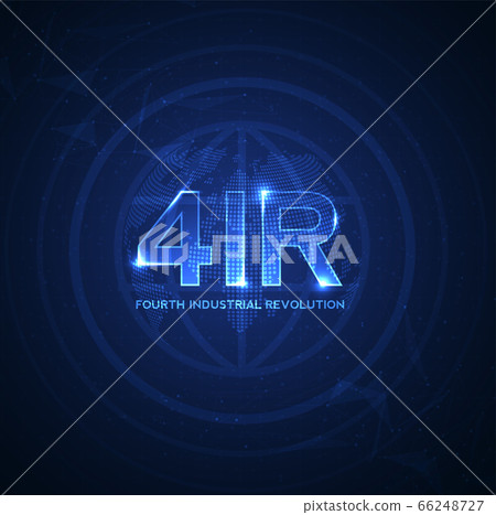 Fourth industrial revolution on futuristic hud... - Stock Illustration ...