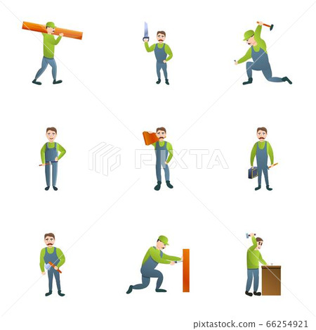 Carpenter icon set, cartoon style - Stock Illustration [66254921] - PIXTA