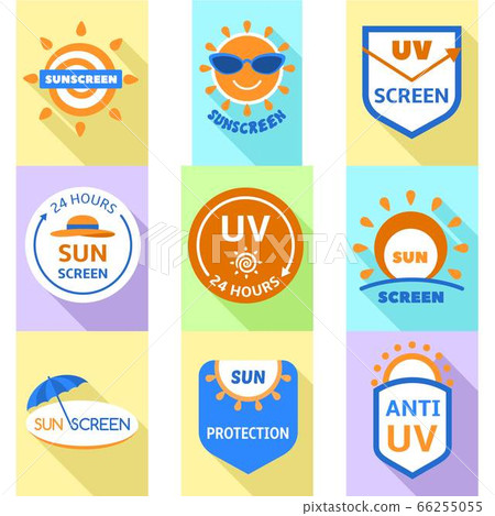 Sun protection logo set, flat style - Stock Illustration [66255055] - PIXTA