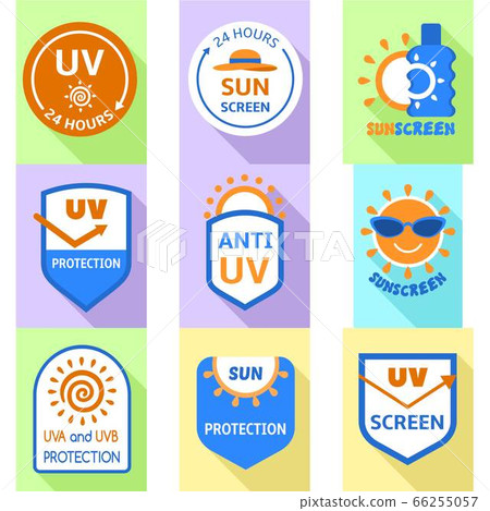 Sunscreen logo set, flat style - Stock Illustration [66255057] - PIXTA