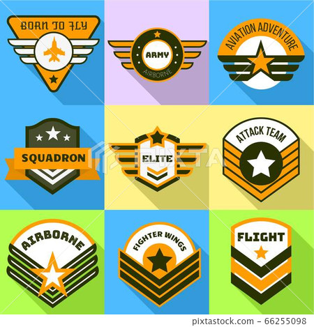 Airborne logo set, flat style - Stock Illustration [66255098] - PIXTA
