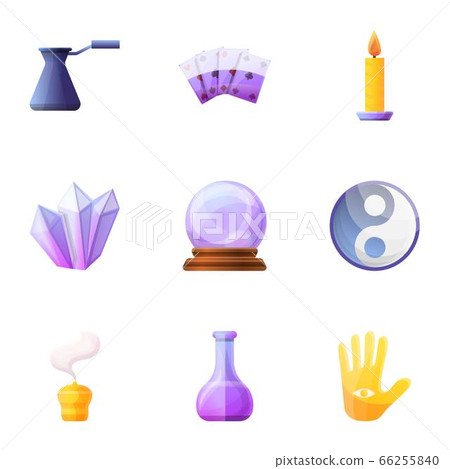 Magic object icon set, cartoon style - Stock Illustration [66255840 ...