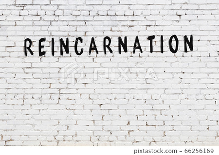 Word reincarnation painted on white brick wall - Stock Illustration ...