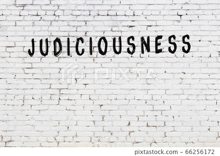 Word judiciousness painted on white brick wall - Stock Illustration ...