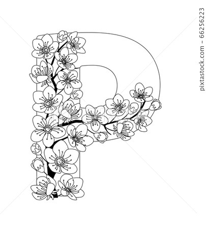 Capital letter P patterned with contour drawn - Stock Illustration ...