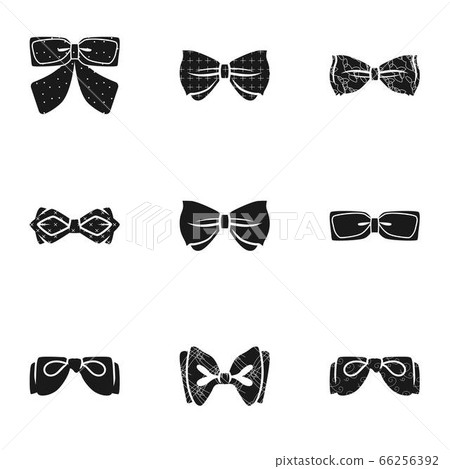 Elegant bow tie icon set, simple style - Stock Illustration [66256392 ...