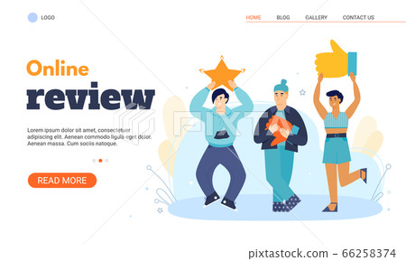 Online review website banner, people with star,...-插圖素材 [66258374 ...
