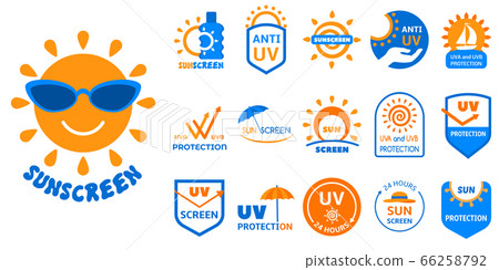 Sunscreen logo set, flat style - Stock Illustration [66258792] - PIXTA