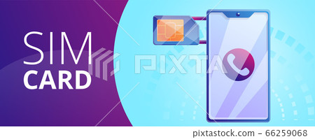 Phone sim card concept banner, cartoon style - Stock Illustration ...