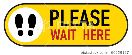 Social distancing banner. Please stand here. - Stock Illustration ...