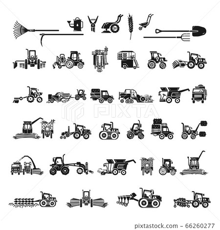 Farming equipment icons set, simple style - Stock Illustration ...