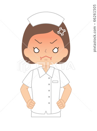 A nurse getting angry with his hands on his... - Stock Illustration ...