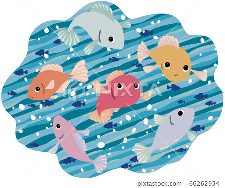 Illustration of cute fish swimming in the water - Stock Illustration ...