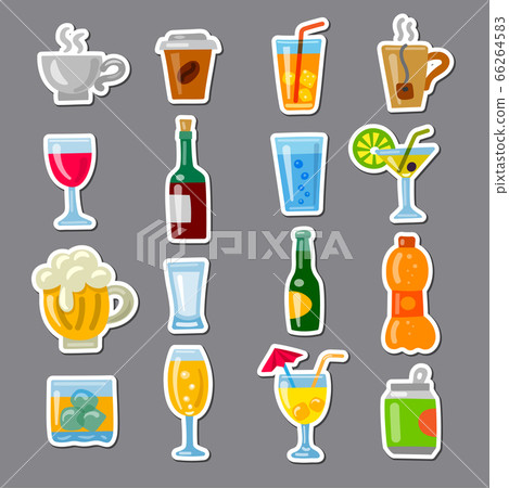 beverages stickers set - Stock Illustration [66264583] - PIXTA