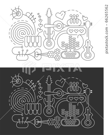 Abstract Music Line Art vector illustration. - Stock Illustration ...