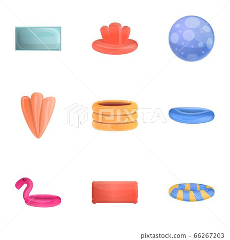 Swim equipment icon set, cartoon style - Stock Illustration [66267203 ...