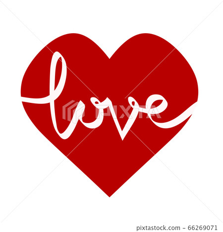 Love lettering on red heart for design greeting - Stock Illustration ...
