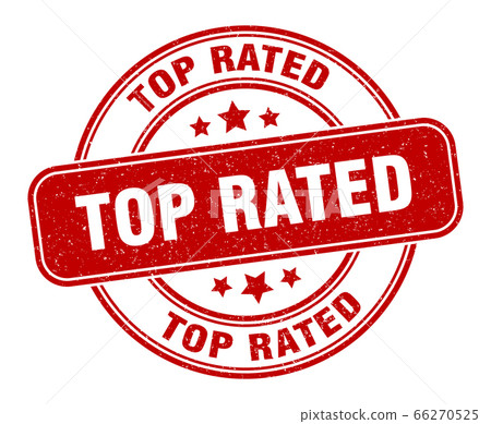 top rated stamp. top rated label. round grunge - Stock Illustration ...