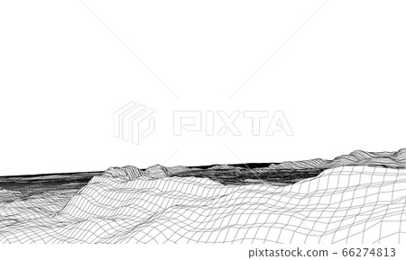 Abstract 3d wire-frame landscape. Blueprint style - Stock Illustration ...