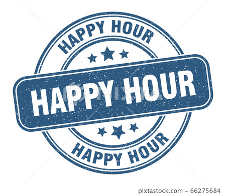 happy hour stamp. happy hour label. round grunge - Stock Illustration ...