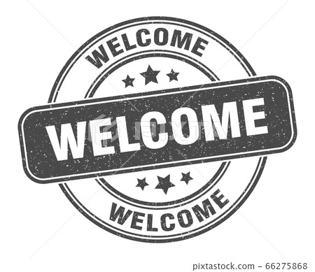 welcome stamp. welcome label. round grunge sign - Stock Illustration ...